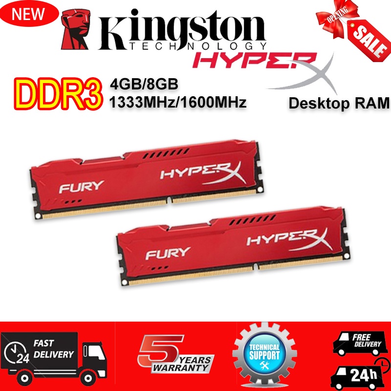 Kingston HyperX FURY Desktop gaming Memory DDR3 4GB 8GB 1600MHz PC3 12800 240pin DIMM 1.5V red ...