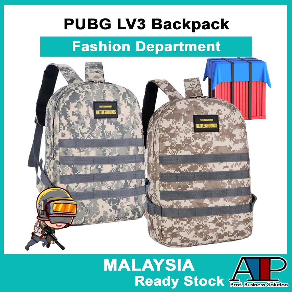 Bag👜 Fashion PUBG Backpack Three Level 3 Bag Camouflage Student Schoolbag Large Capacity Men ...