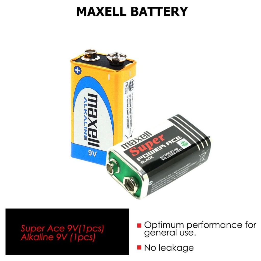 Maxell Super Ace 9V Battery / Maxell Alkaline 9V Battery (1Pcs) – 100% ...