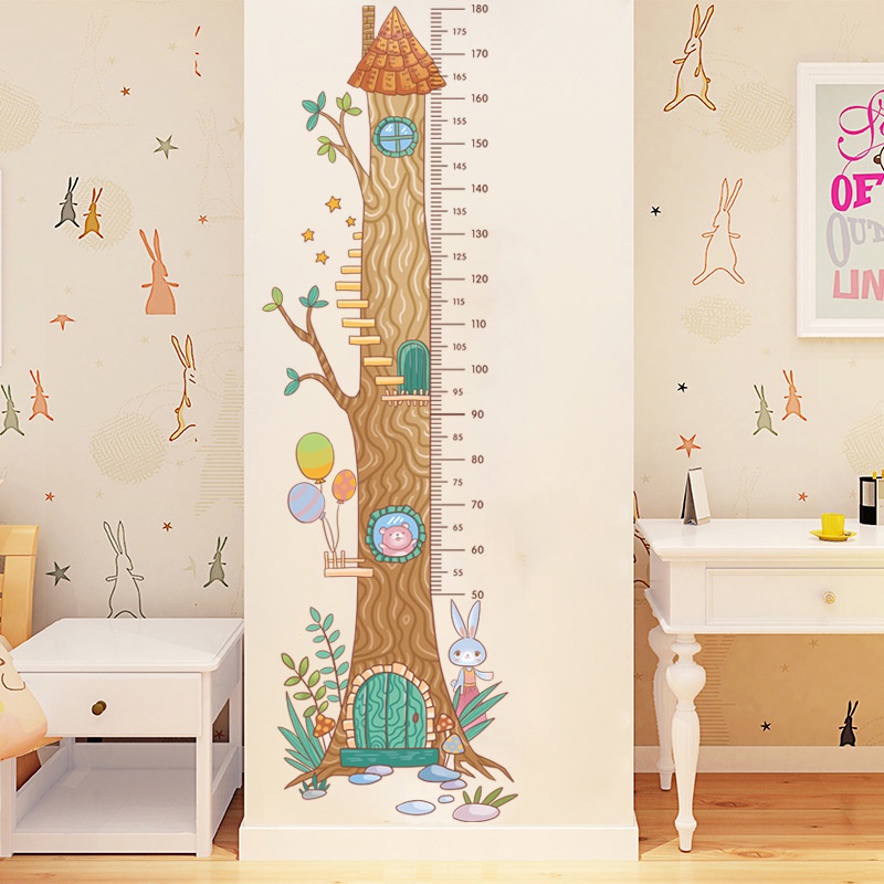 Baby Height Growth Chart Wall Sticker, DIY Cartoon Tree Kids Measuring ...