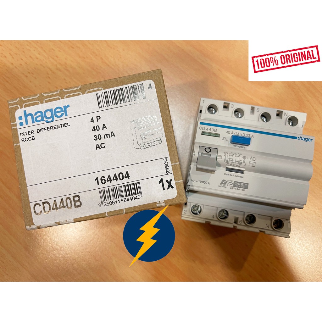 HAGER CD440B 40AMP 4 POLE 30mA RCCB ELCB | Shopee Malaysia