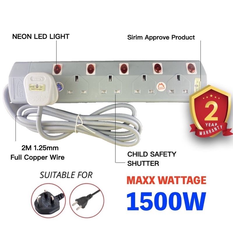 TSM Heavy Duty Extension Socket Trailing Socket Extention Socket Plug ...