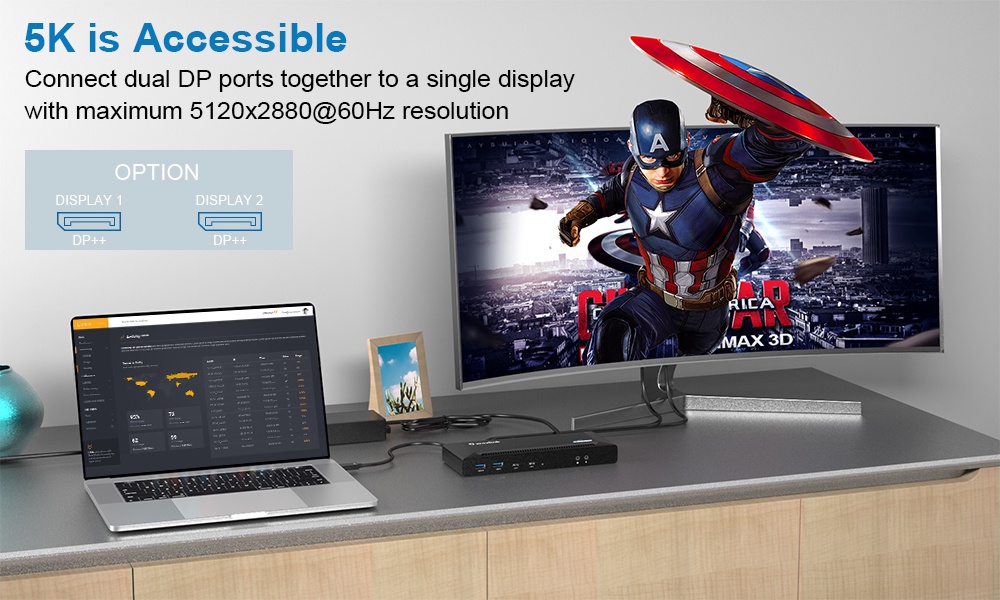 Wavlink USB-C Displaylink Universal Docking Station with Power Delivery 65W/100W For Laptop, 4K ...