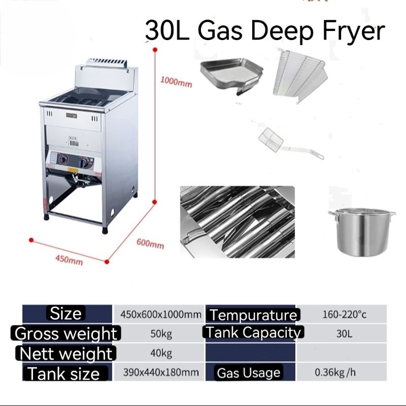 MD SINAR 30L 50L Taiwan Gas Deep Fryer Machine mesin goreng auto deep ...
