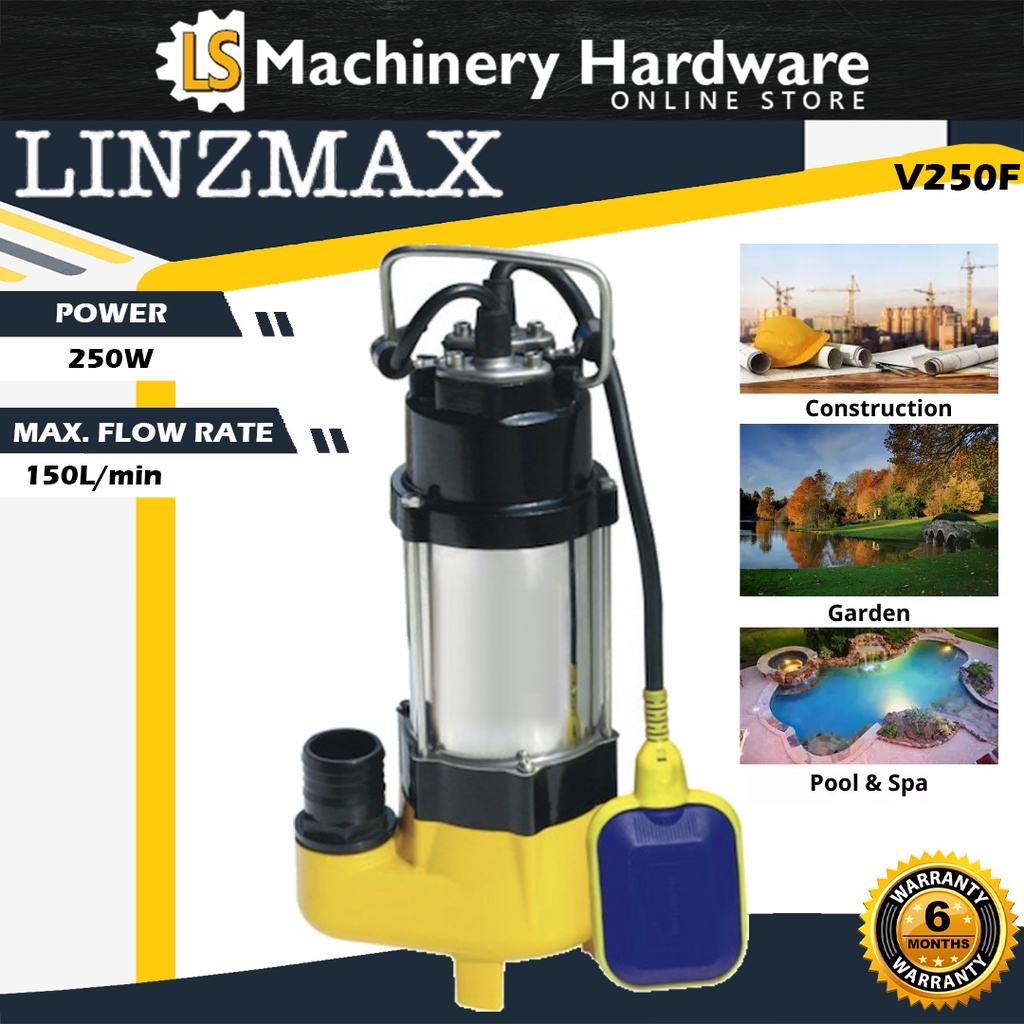 LINZMAX Submersible Water Pump Drainage Pump Sewage Pump V250F - 6 ...