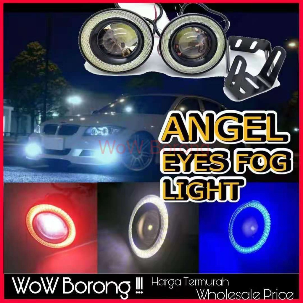 (2PCS) 3200LM Car COB LED Angel Eyes Fog Light WITH Ring Lens Projector | Shopee Malaysia