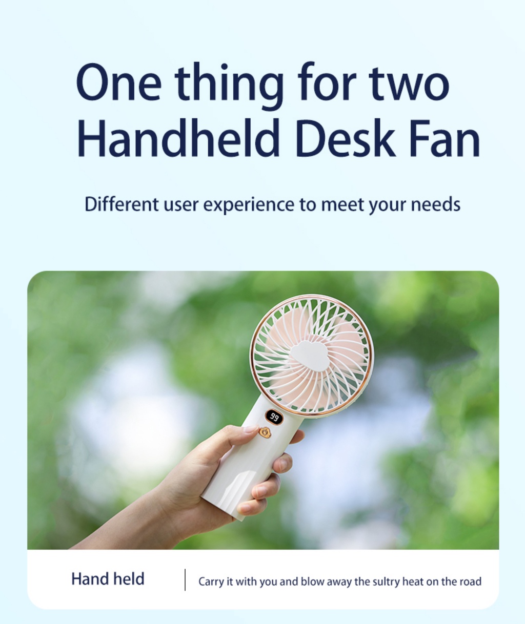 Handheld Fan 4000Mah High Capacity Handheld Rechargeable Fan ...