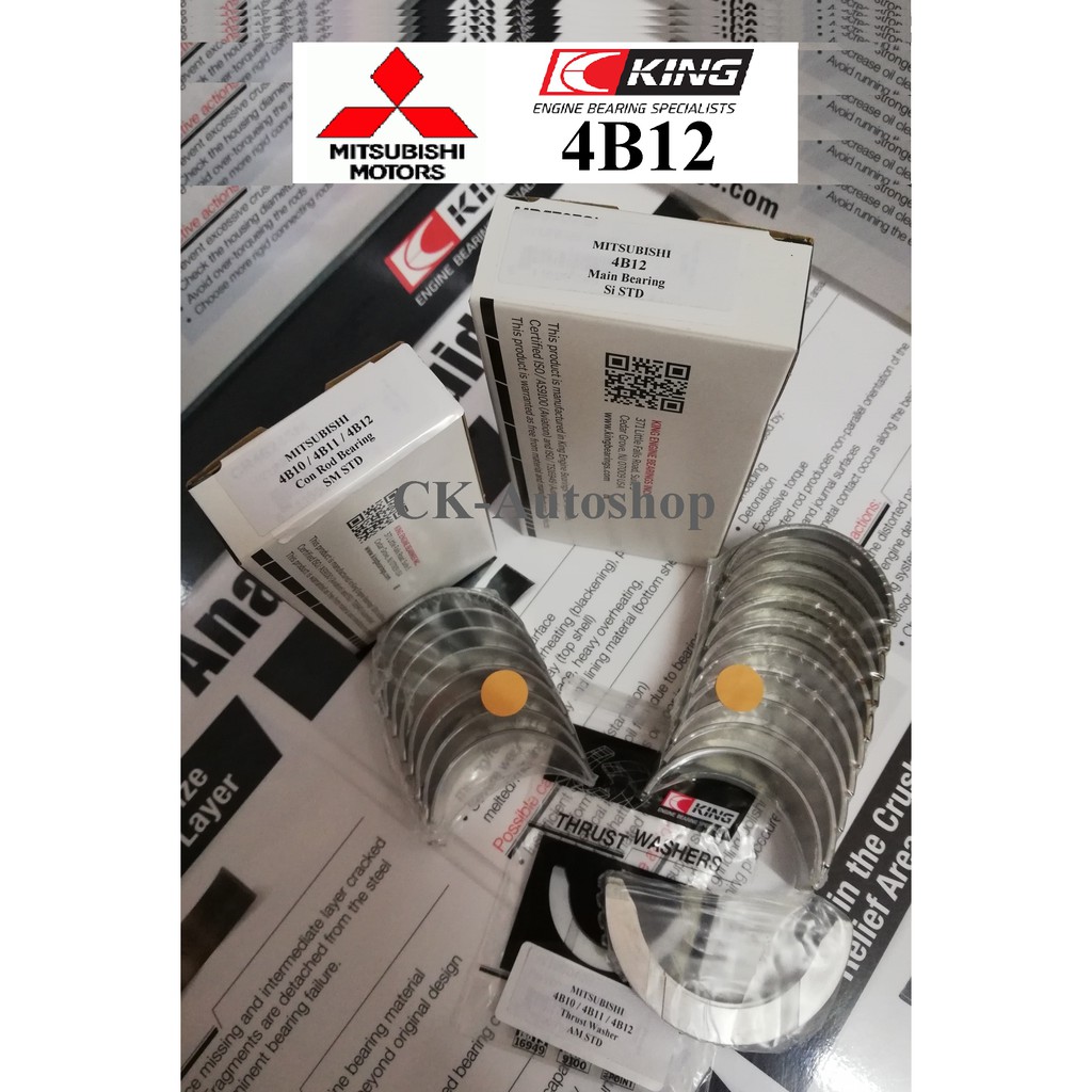 KING Bearing MITSUBISHI 1.8L 4B10 2.0L 4B11 2.4L 4B12 Mivec Lancer RVR ...