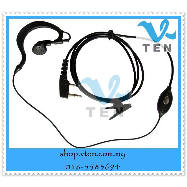 Earphone For Walkie Talkie Hands Free Earhook Earpiece Mic K Connector ...