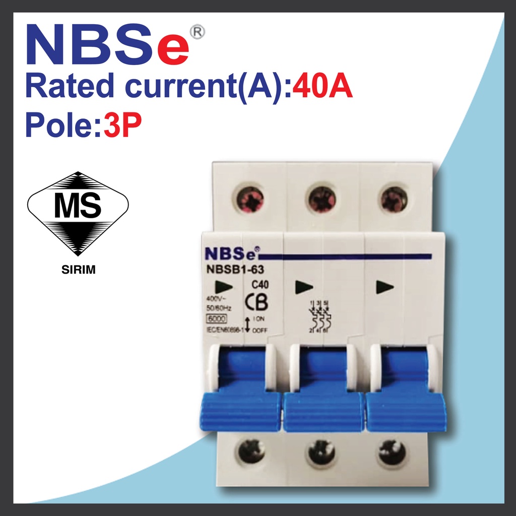 NBSE MINI CIRCUIT BREAKER 3P MCB 40A , 63A , 100A | Shopee Malaysia