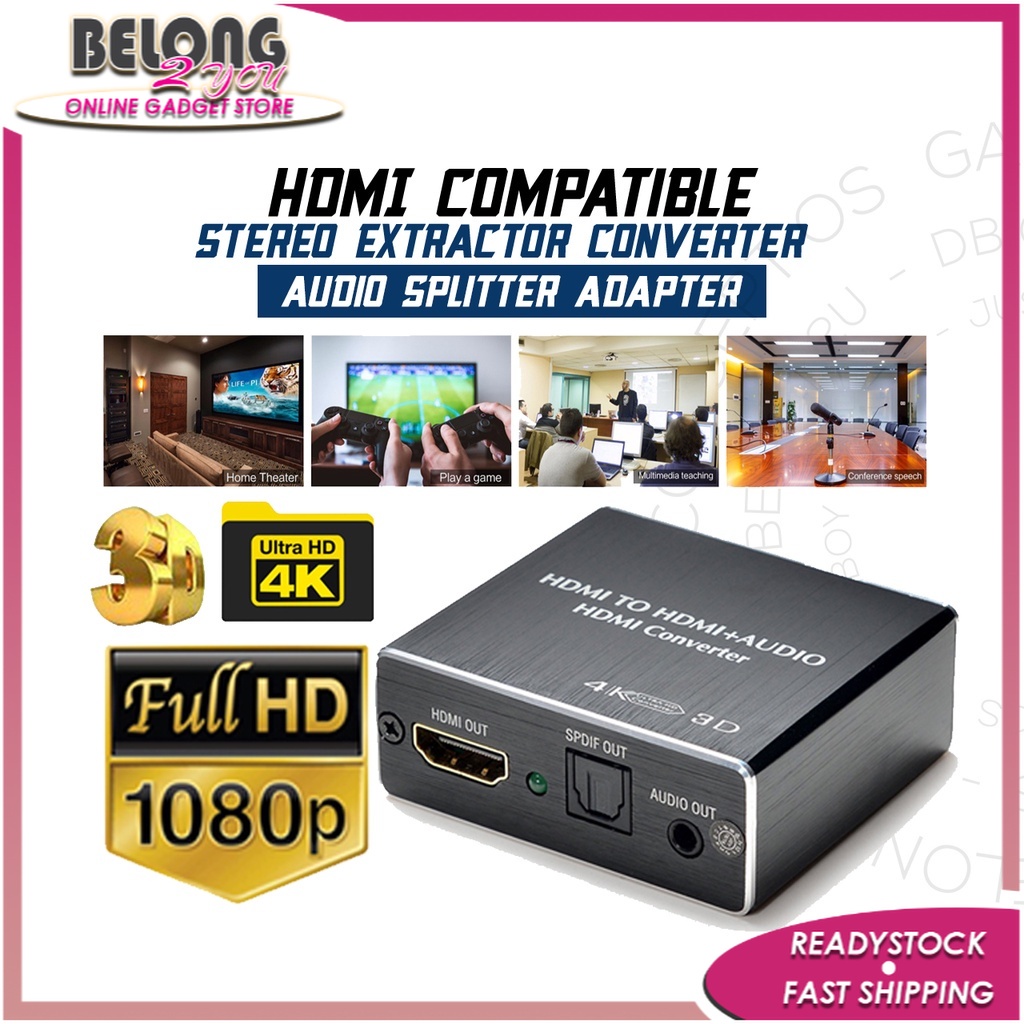 HDMI-COMPATIBLE AUDIO EXTRACTOR STEREO EXTRACTOR CONVERTER OPTICAL ...