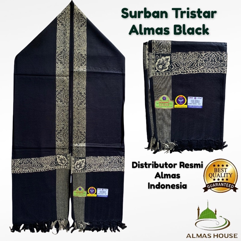 HITAM Tristar Almas Kashmiri Black Gold Turban | Shawl Almas Black 308F ...