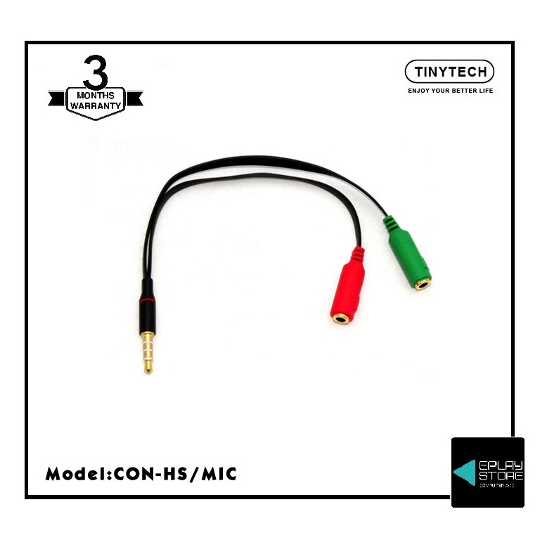 TINYTECH CON-HS/MIC 3.5 MM 1 Male To 2 Female Cable Audio Splitter ...