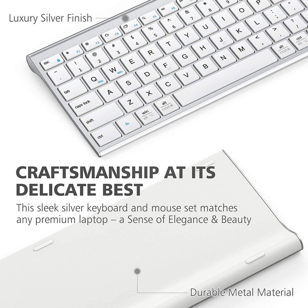 iClever GK03 Wireless Keyboard and Mouse Combo - 2.4G Portable ...