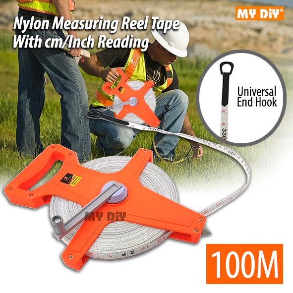 Nylon Fiber Measuring Tape 30m / 50m / 100m with 2 Reading Cm/Inch ...