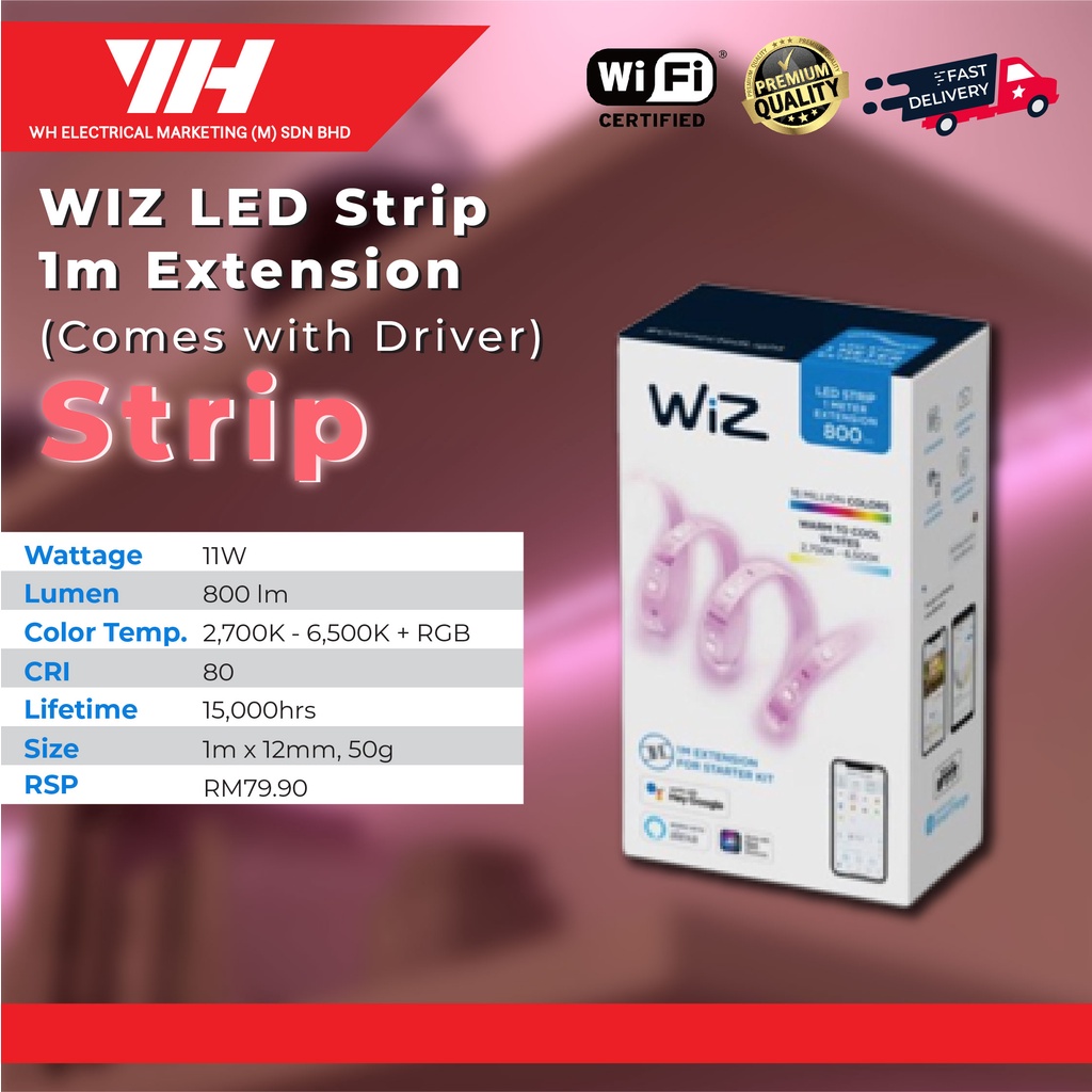 Philips WiZ Smart Lighting White and Coloured LED Strip 1-meter ...