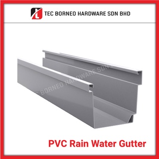 TEC PVC Rain Water Gutter PVC GUTTER Meter FITTING GREY (PIPE SALUR AIR ...