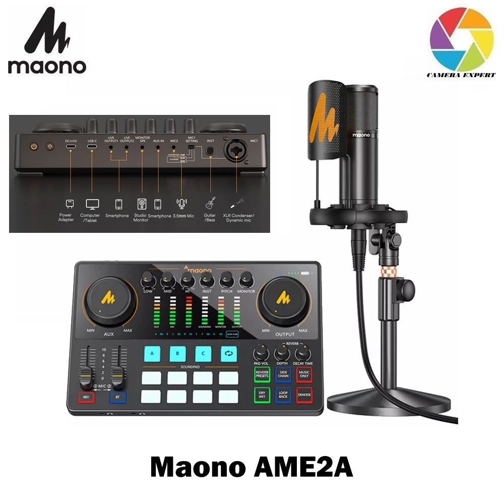 Maono AME2A Professional Sound Card Condenser Microphone Set ...