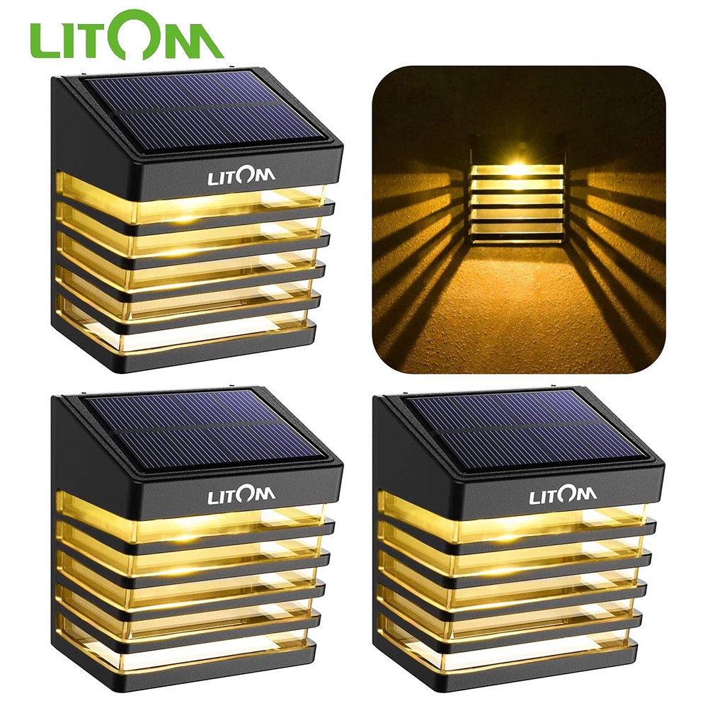4/8 Packs LITOM Solar Fence Lights 2 Optional Modes Waterproof Solar ...