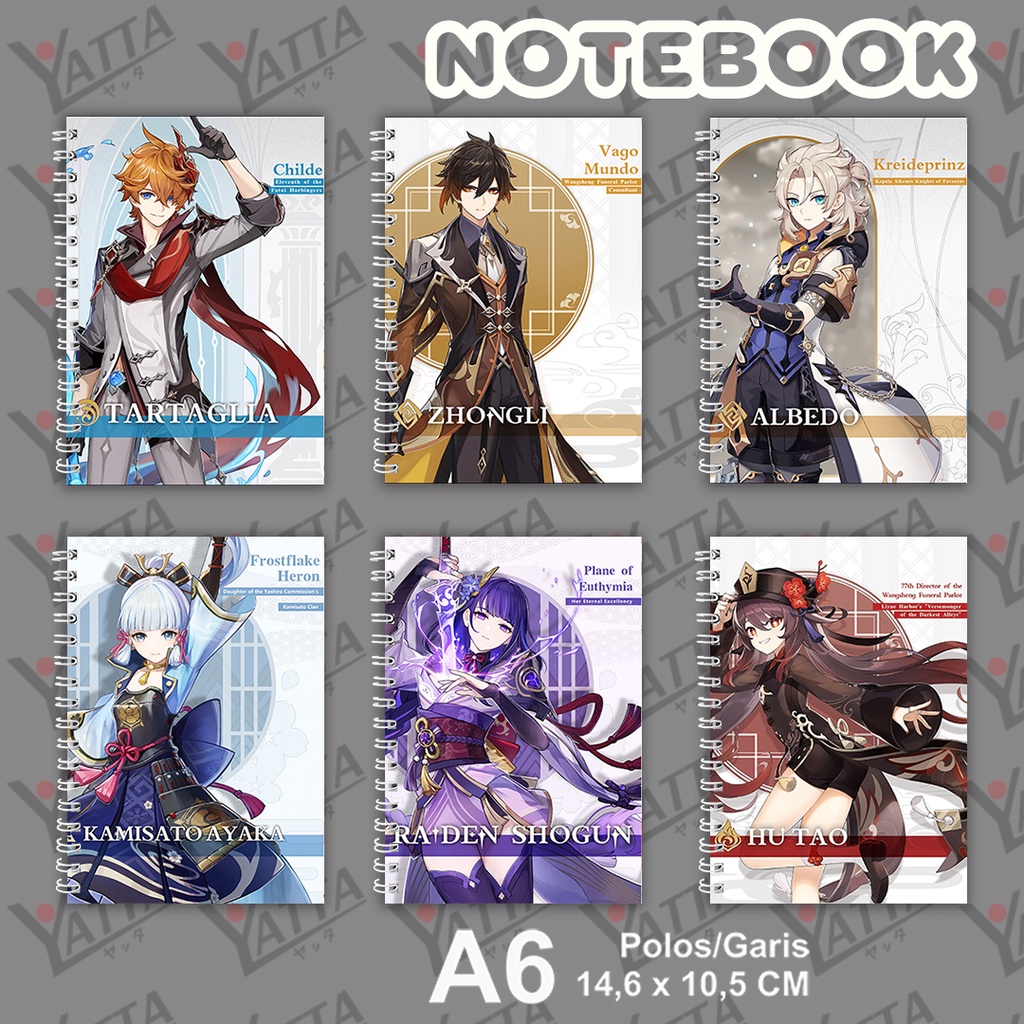 Anime Notebook size A6 10,5 cm x 148 cm Genshin Impact Zhongli ...