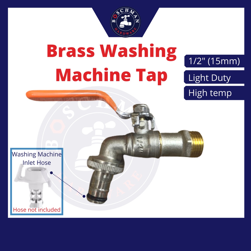 AXES ½” Brass Ball Valve Bib Tap Wall Mounted Washing Machine Adapter ...