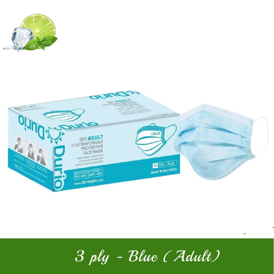 🔥DURIO 501 ADULT 3 PLY DISPOSABLE PROTECTIVE BOX MASK (EARLOOP) - BLUE🔥 ...