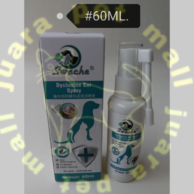 swache dyclonine ear spray ear mite treatment spray cat & dog 60ml ...