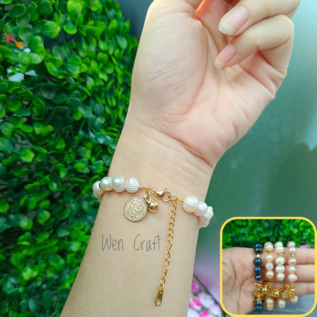 (Non Rust Non Fading) 18k Gold Bell Coin Charm Original Freshwater ...