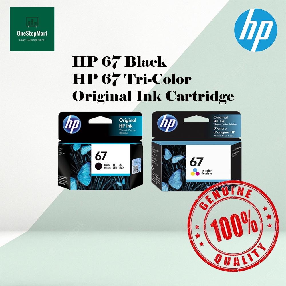 [100% ORIGINAL]HP 67 Black / Tri-Color Original Ink Cartridge (3YM56AA ...