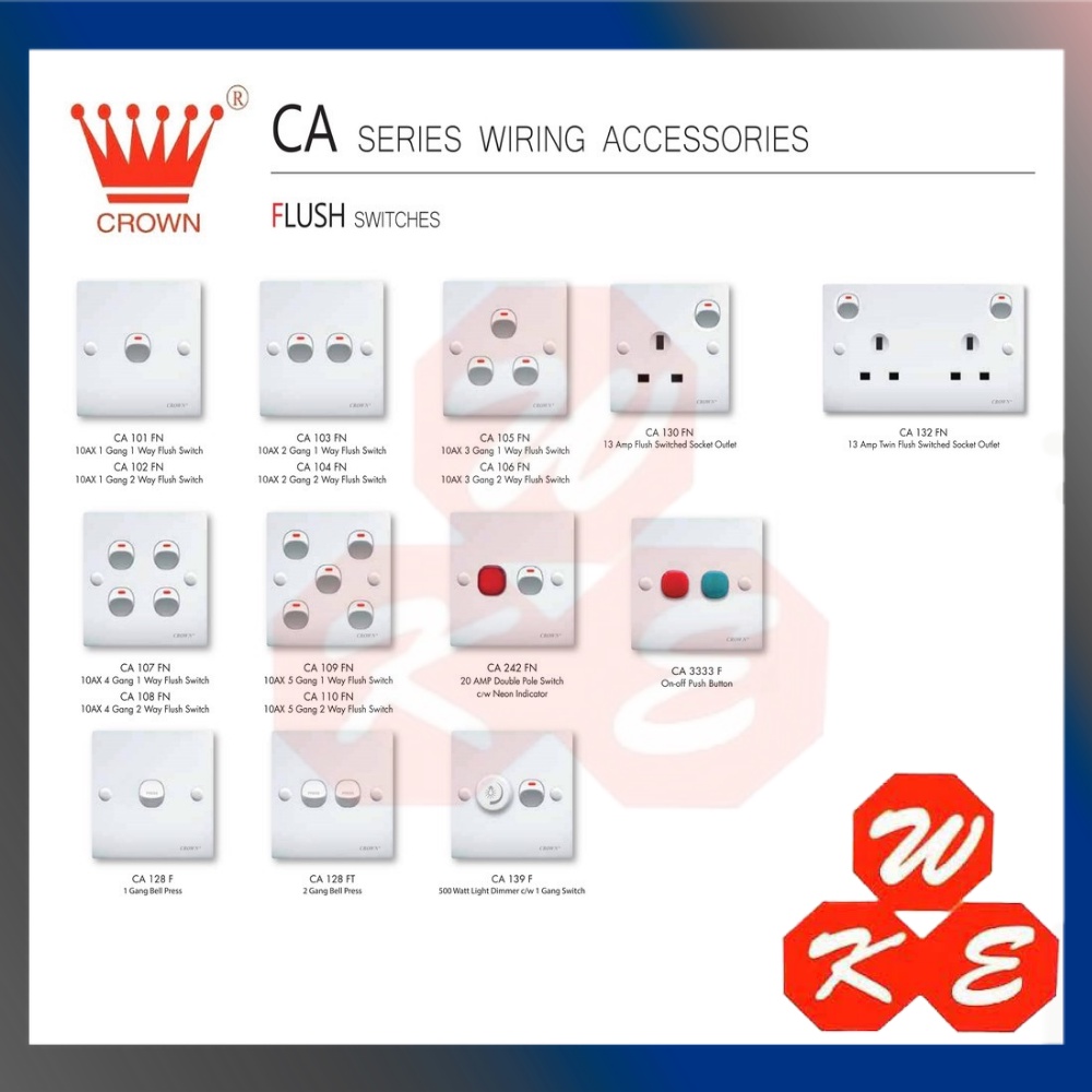 Crown Switch / 13A Switch Socket / 1G 1W - 5G 1W / 20A Water Heater ...