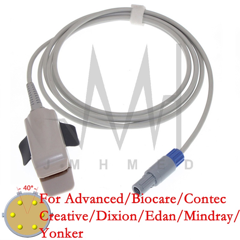 6Pin Angle 40 degrees 3m Reusable SpO2 Sensor Cable For Advanced ...