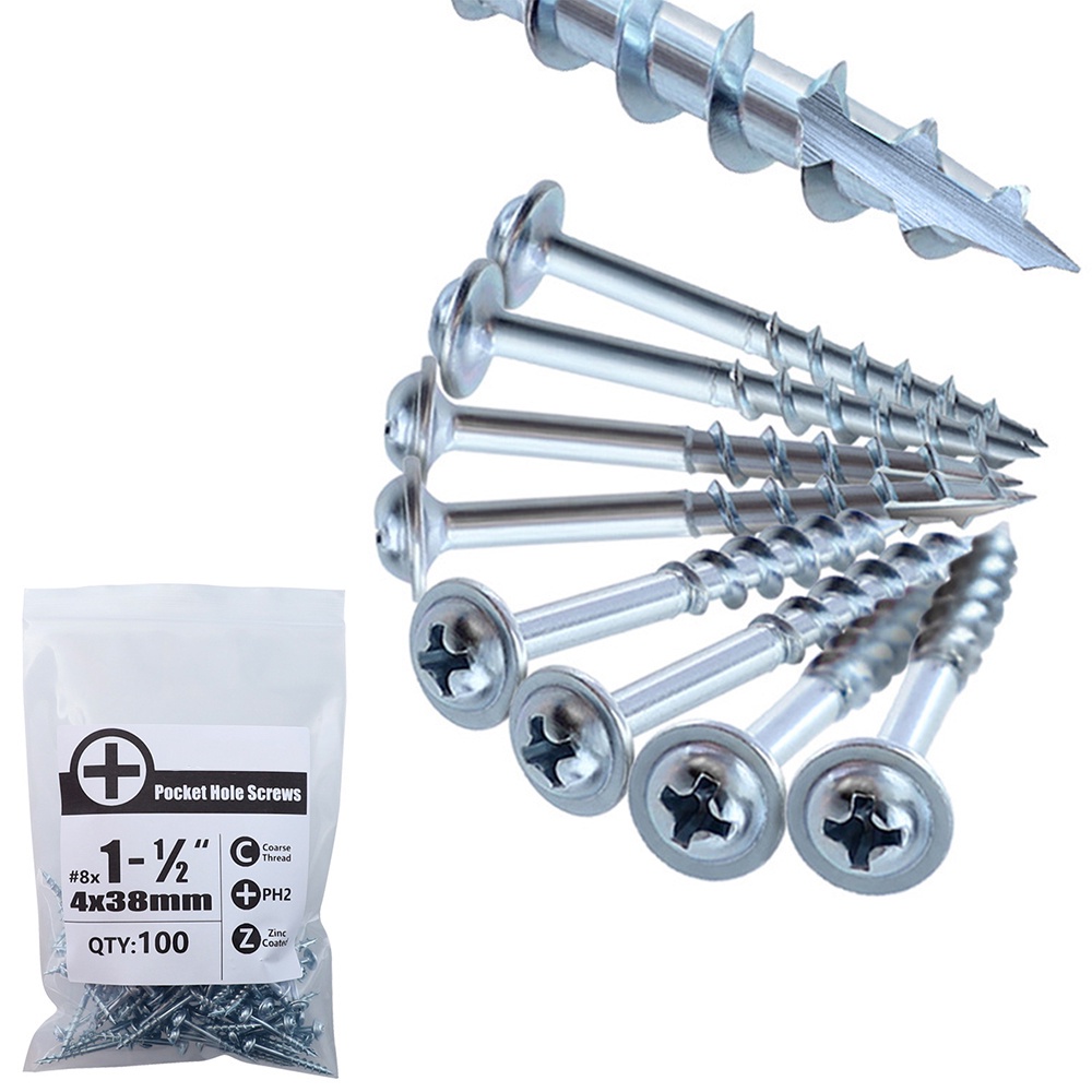 100PCS/Pocket Hole Screws Self Tapping Screw Galvanized 25-63mm Coated ...