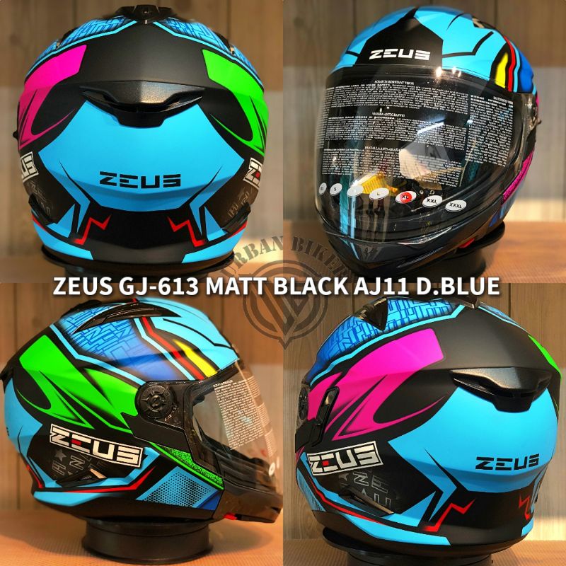 🔥ZEUS HELMET/HELMET ZEUS ZS-613/GJ-613 ( 2 IN 1 )MATT BLACK AJ11 DARK ...