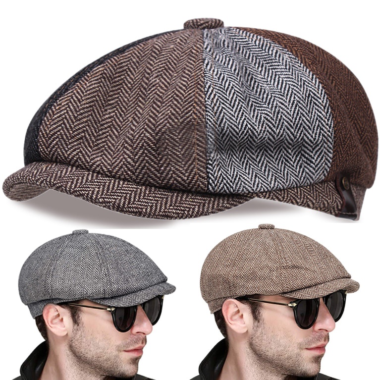 European and American Octagonal Hats Men's Caps Men's Retro Casual ...