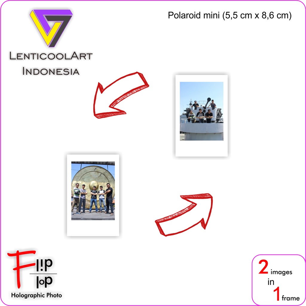 Polaroid mini Size 5.5 cm x 8.6 cm Lentikular/Lenticular/Flip flop ...