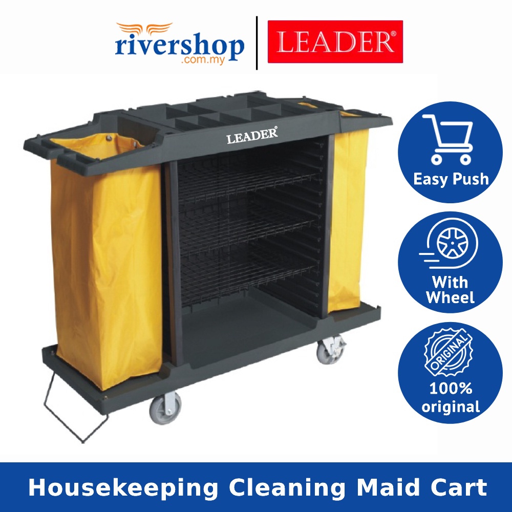 LEADER Service Trolley Housekeeping Janitorial Cleaning Maid Cart ...