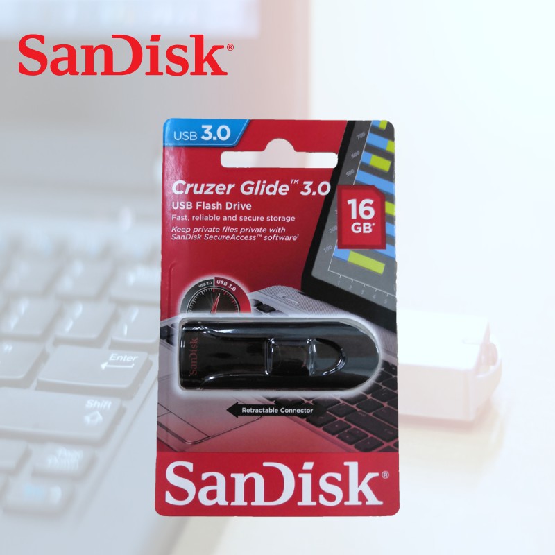 SanDisk USB 3.0 CZ600 Cruzer Glide Retractable USB Flash Drive 16GB ...