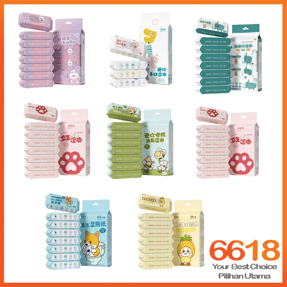 【8-in-1】Tisu Basah Mini Tisu Comel Pembersih Anak Bayi Antibakteria ...