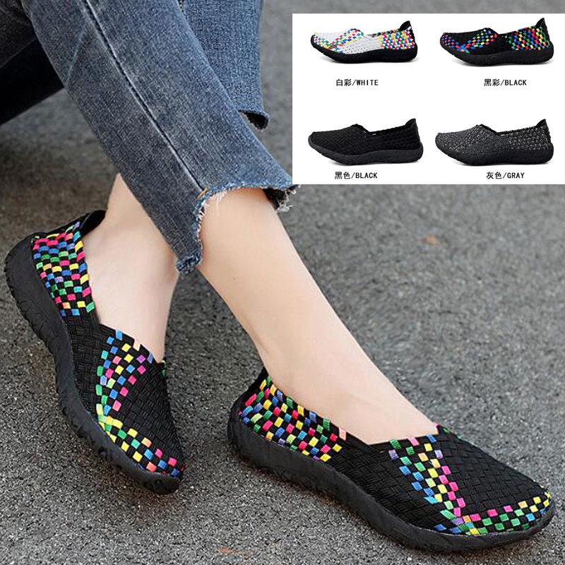 Handmake woven elastic woven shoes women flat casual shoes | Shopee ...