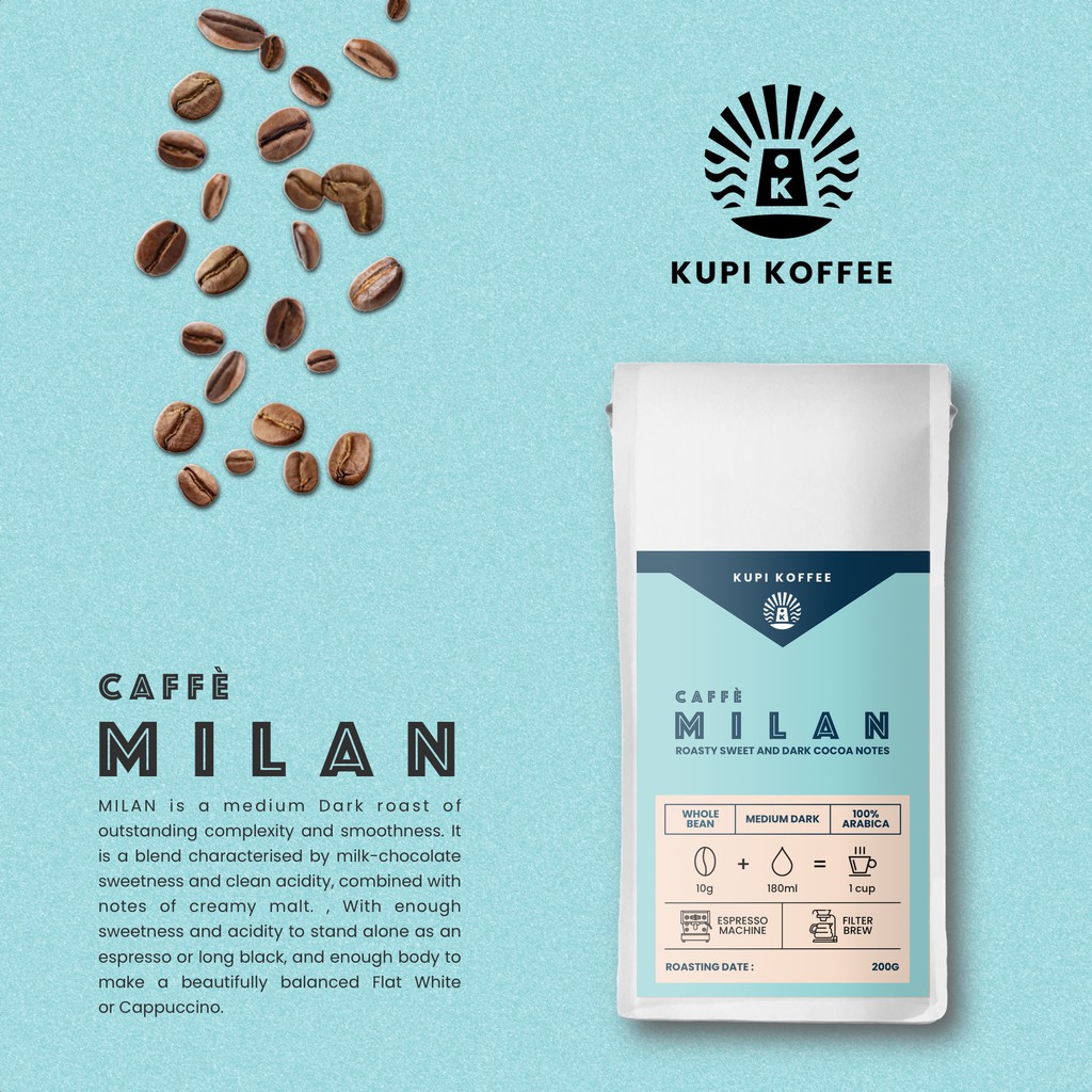 【HALAL】Kupi Koffee Biji Kopi Arabica Milan Blend Roasted Coffee Beans ...
