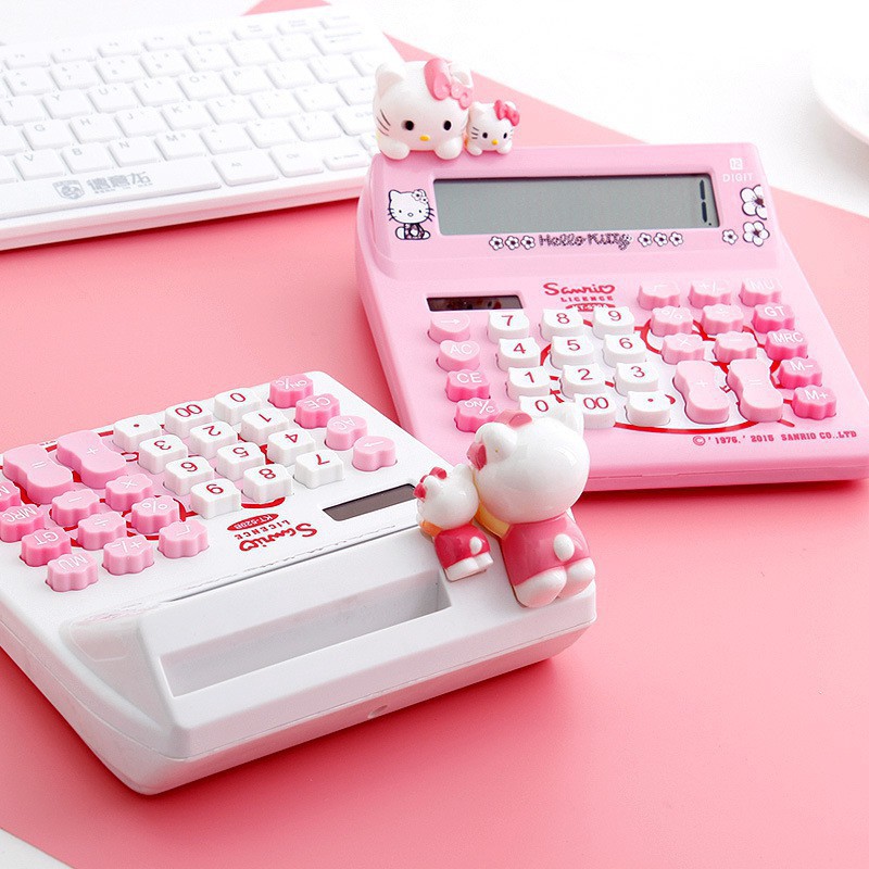 Cute KT 12-digit solar cartoon Hello Kitty calculator | Shopee Malaysia