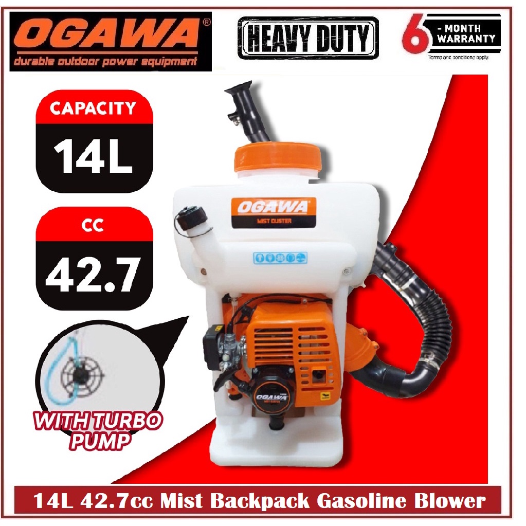 OGAWA SS650T 14L 42.7cc Mist Backpack Gasoline Blower with Turbo Pump - Heavy Duty - 6 Months ...