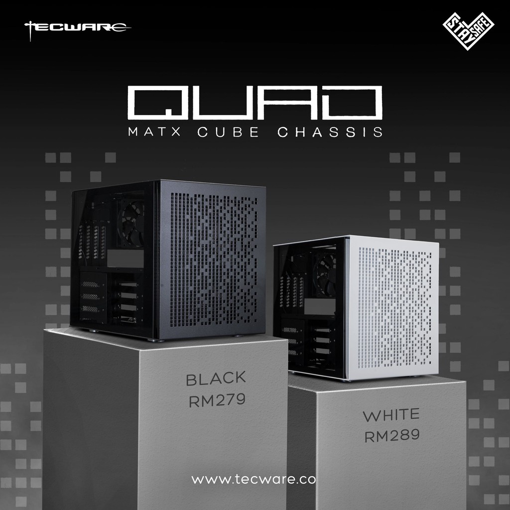 TECWARE Quad Cube - T.G mATX Gaming Case [Black/White] | Shopee Malaysia