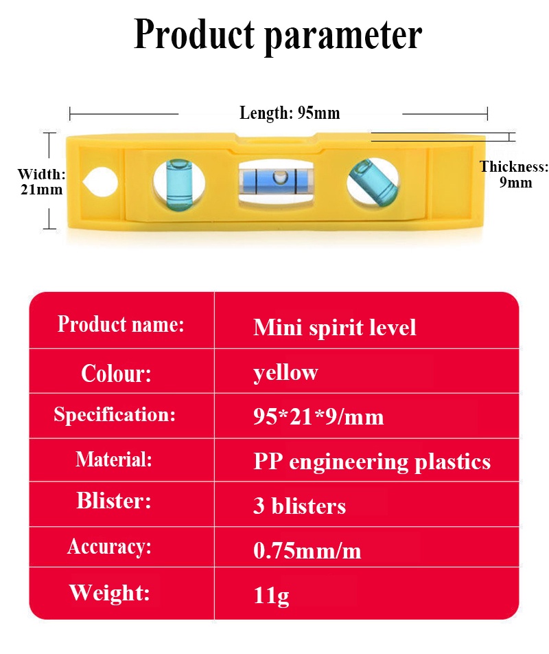 KIPRUN Mini 3 Bubble Level Ruler with Keychain Level Horizontal Ruler 3 ...