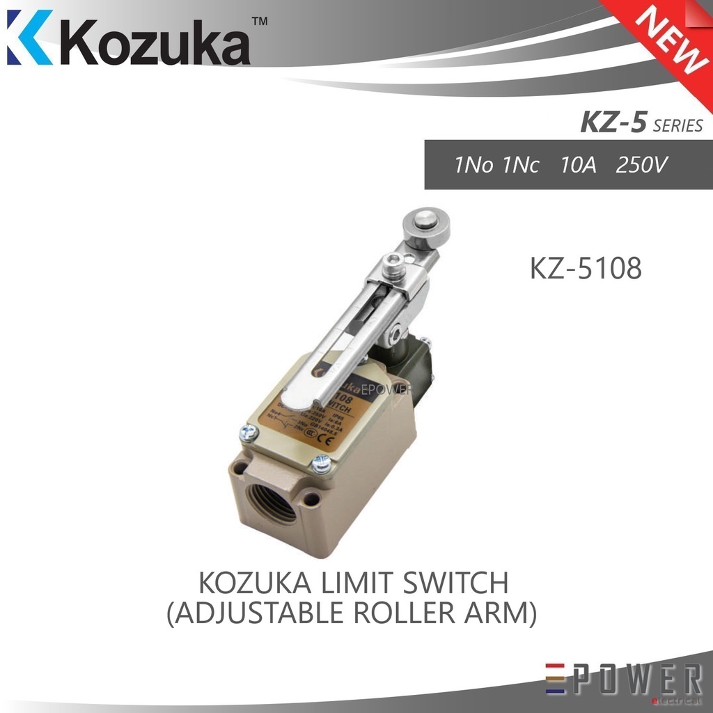 KOZUKA LIMIT SWITCH ADJUSTABLE ROLLER ARM KZ-5108 1NO 1NC 250V IP65 KZ ...