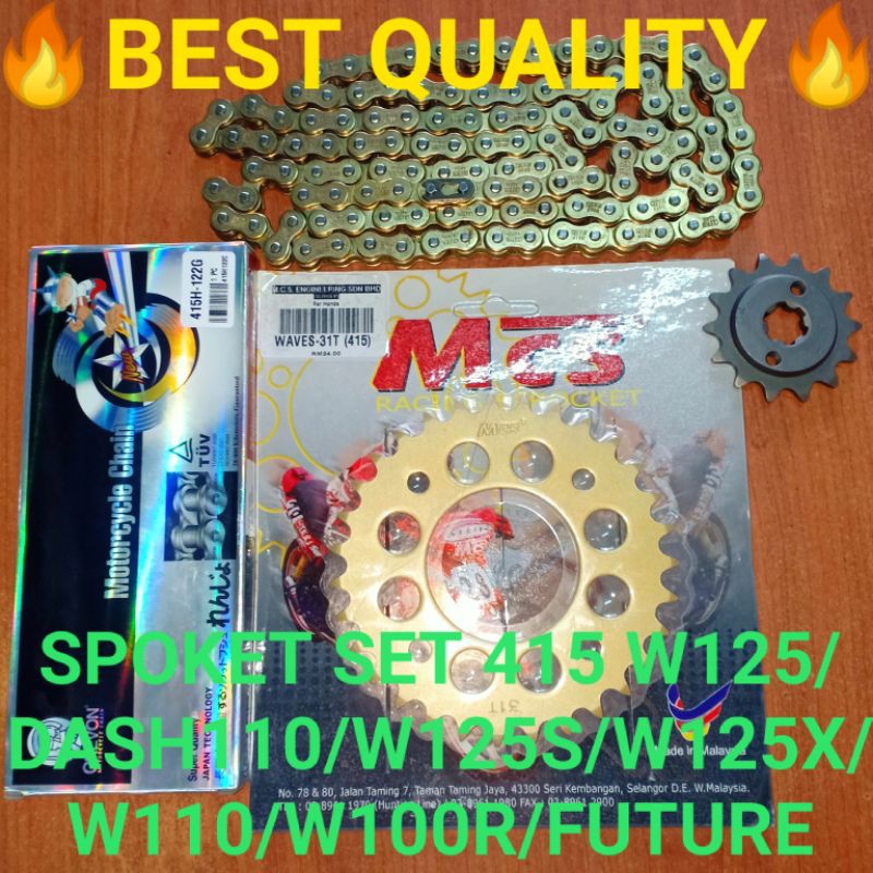 SPOKET SET 415 WAVE 125/DASH110/W125S/W110/W100R/FUTURE (CHAIN + SPOKET) | Shopee Malaysia