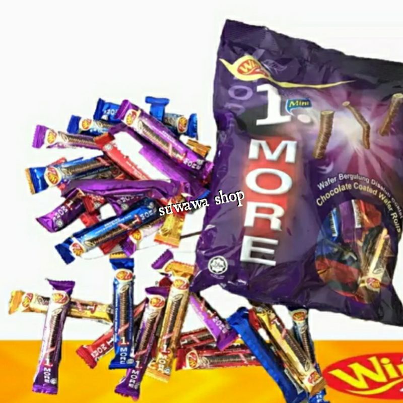 WIN2 MINI 1 MORE CHOCOLATE COATED WAFER ROLLS 360g (1 PACK RENDOM ...