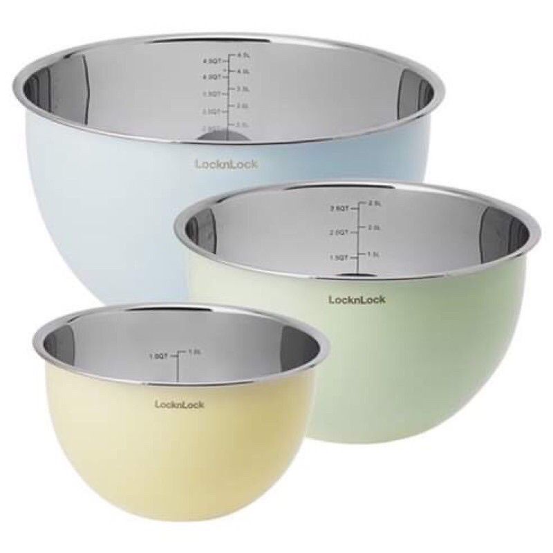Lock&Lock Korea made Colored Mixing Bowls 3P Set | Shopee Malaysia
