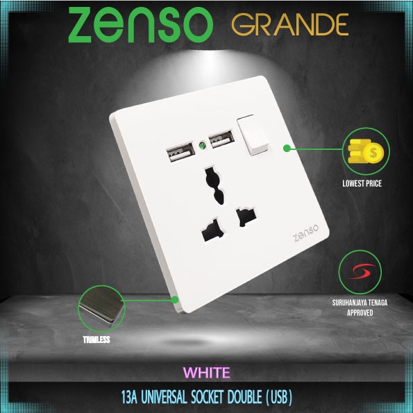 Zenso Grande Switches & Sockets - White Color #TV #astro #rj11 # ...