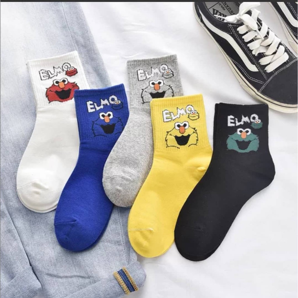 Korean Sesame Street Socks Cotton Socks ELMO Alphabet Socks 中筒袜子 潮袜芝麻街 ...